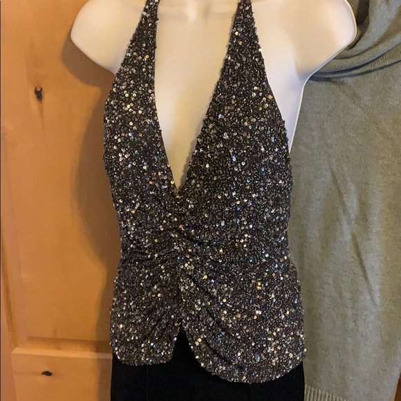 Scala | Tops | Sexy Blacktie Sequin Halter Top Small | Poshmark